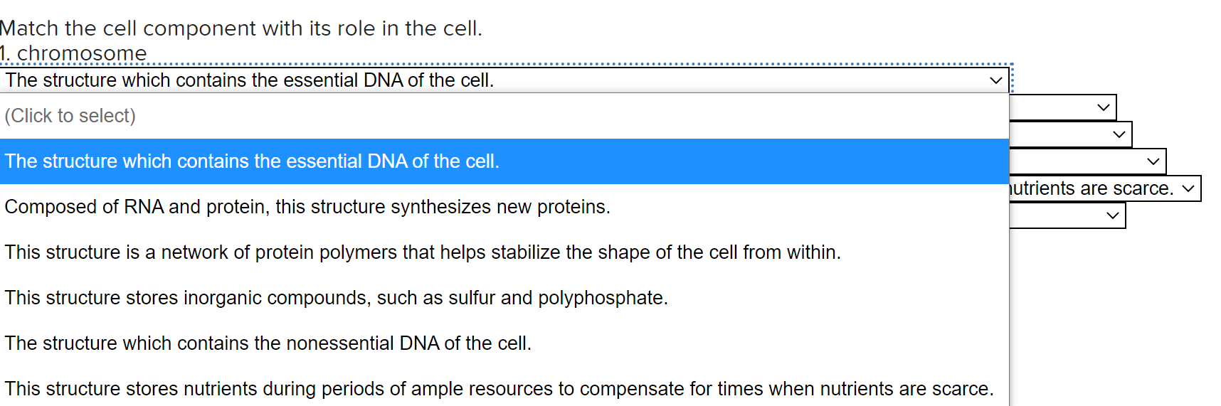 Solved Match the cell component with its role in the cell. | Chegg.com
