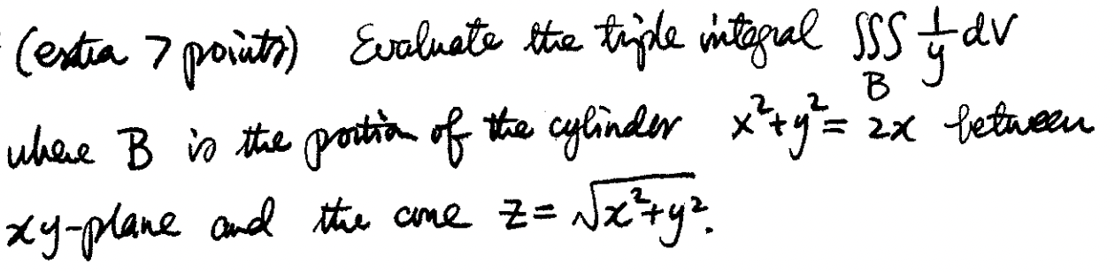 Solved (estra 7 points) Evaluate the tiple integral ∭By1dV | Chegg.com
