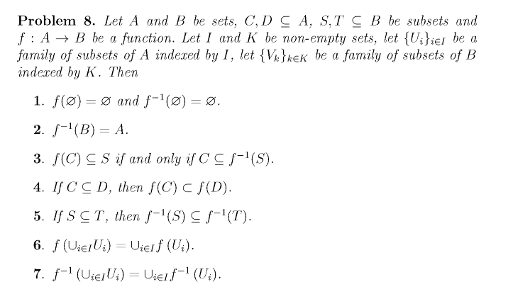 Solved Problem 8. Let A and B be sets, C,D⊆A,S,T⊆B be | Chegg.com