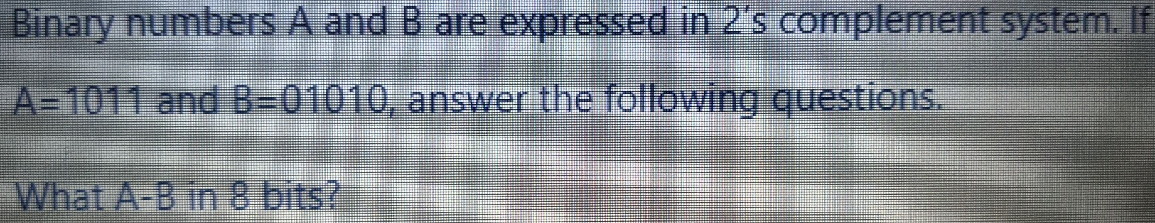 Solved Binary numbers A and B are expressed in 2's | Chegg.com