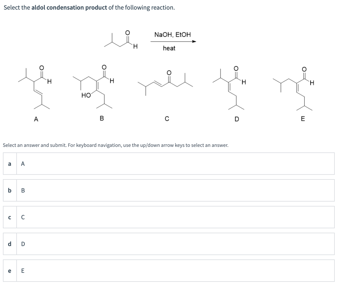 Solved Select the aldol addition product of the following | Chegg.com