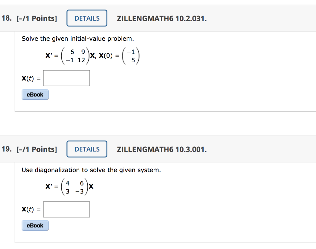 Solved 18. [-/1 Points] DETAILS ZILLENGMATH6 10.2.031. Solve | Chegg.com