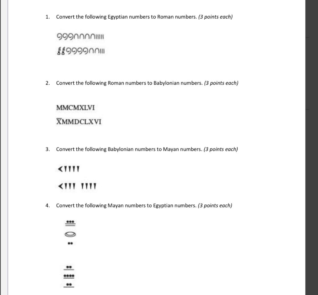 Egyptian Numeral Worksheet