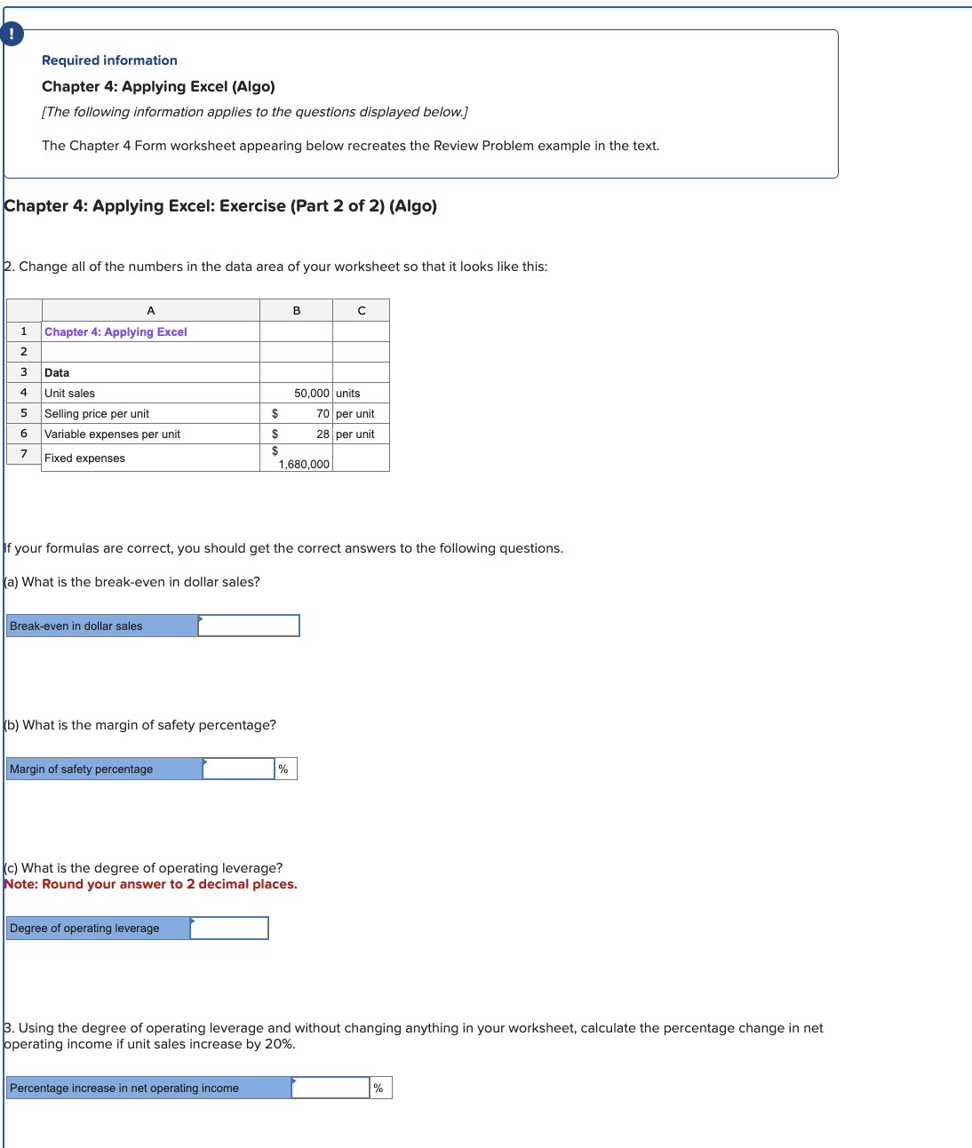 Solved Chapter 4: Applying Excel: Exercise (Part 2 ﻿of | Chegg.com