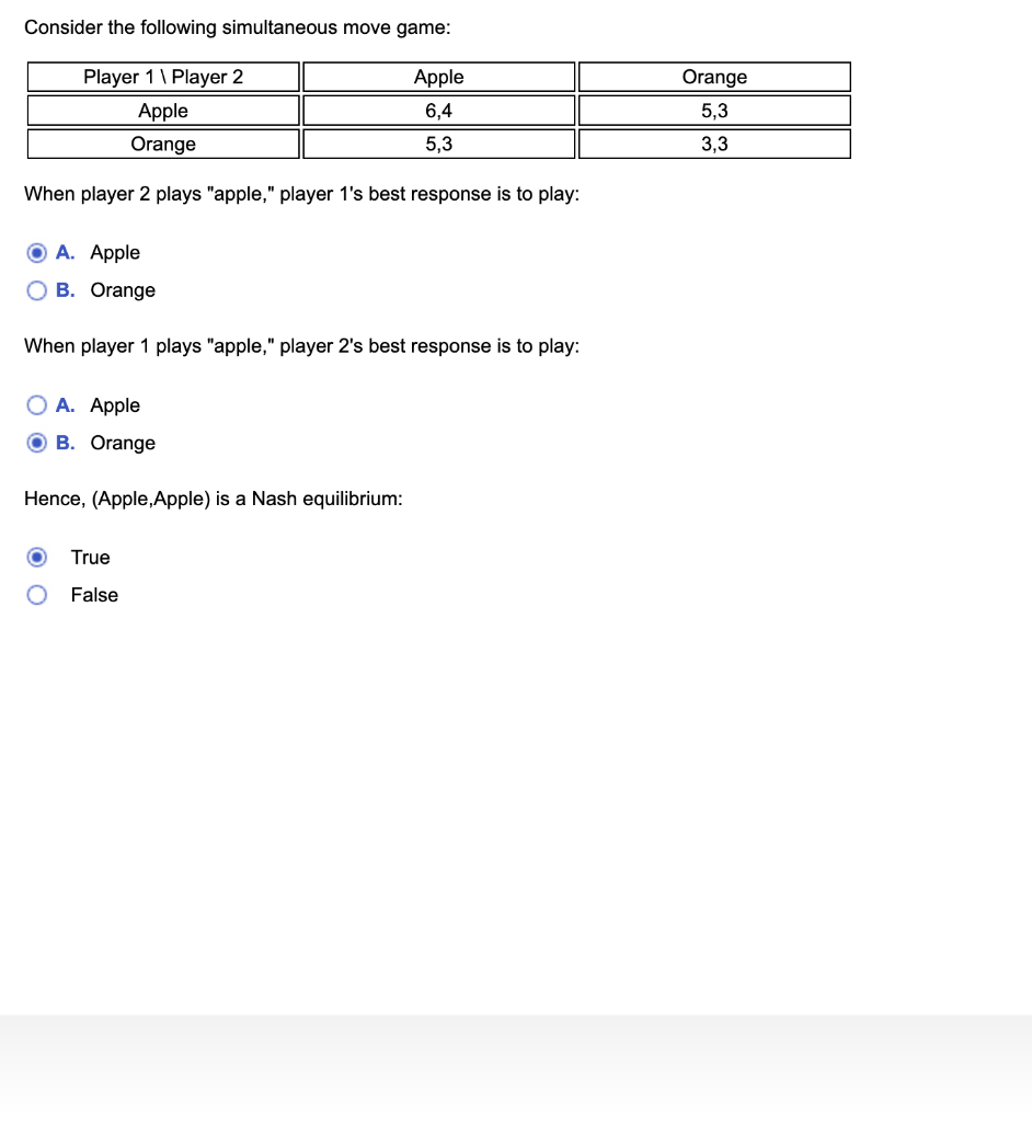 Solved Consider the following simultaneous move game: Player | Chegg.com