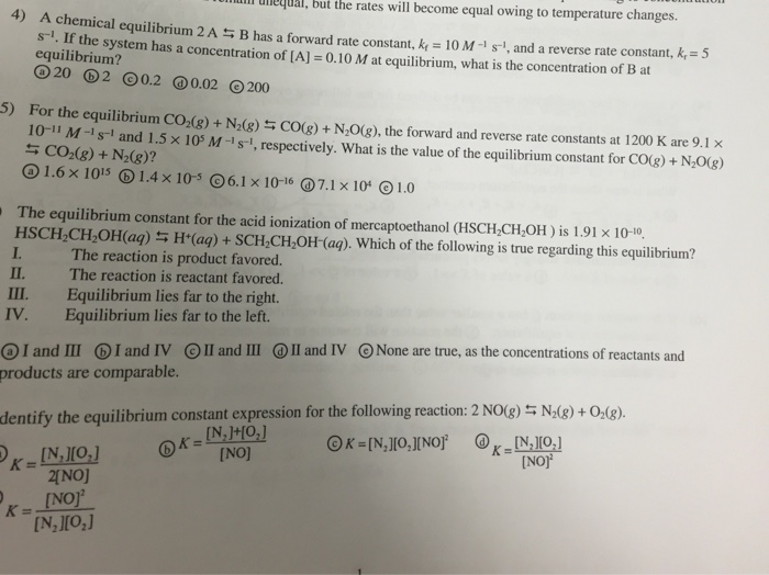 Solved I) which of the following is true for a chemical | Chegg.com