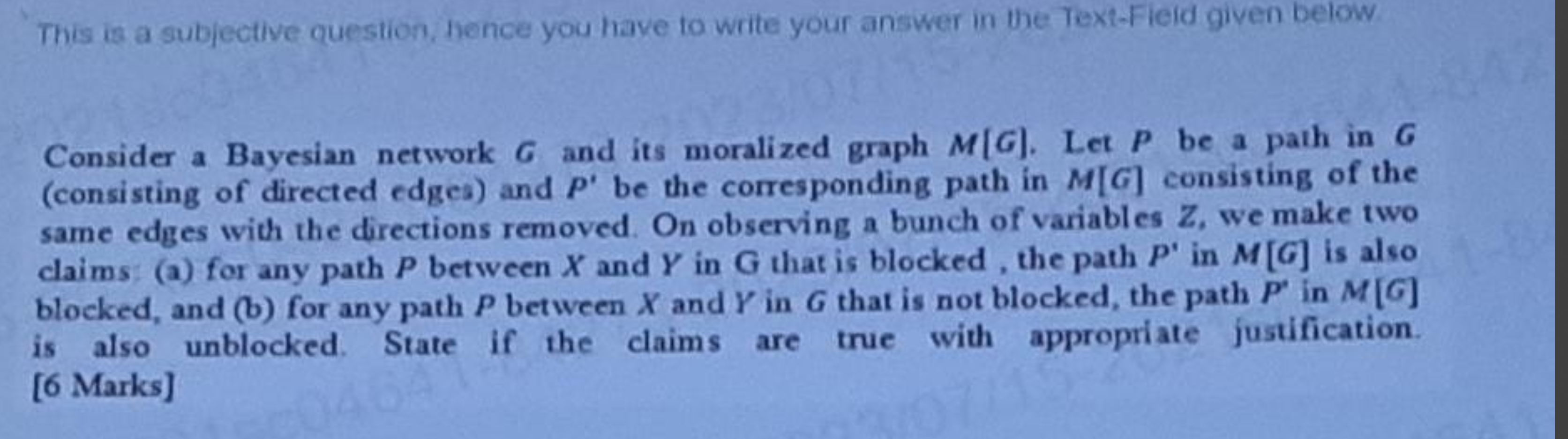 Solved Consider a Bayesian network G and its moralized graph | Chegg.com