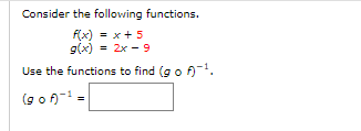 Solved Consider the following functions. f(x) = x + 5 g(x) = | Chegg.com