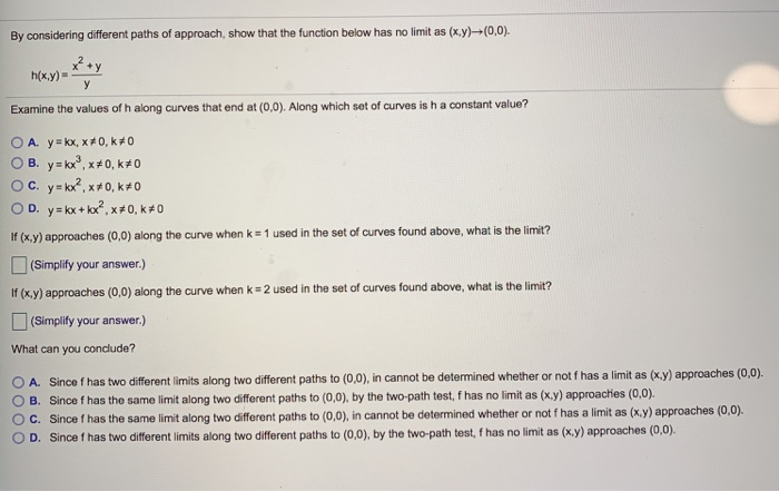 Solved By considering different paths of approach, show that | Chegg.com