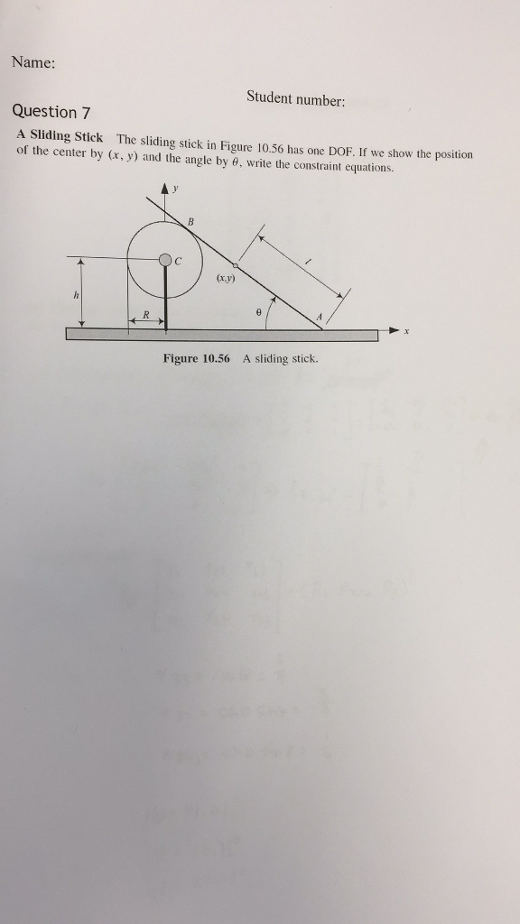 Solved Name: Student number: Question 7 A Sliding Stick The | Chegg.com