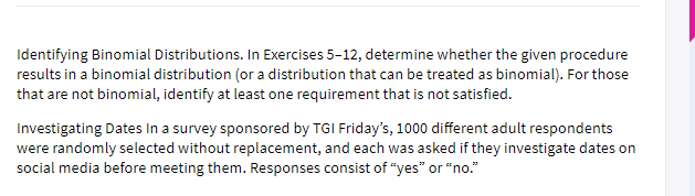 Solved Identifying Binomial Distributions. In Exercises | Chegg.com