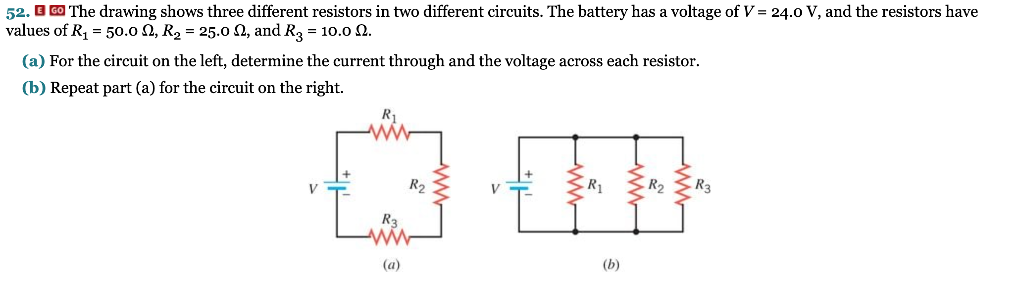 Solved 52. EGO The drawing shows three different resistors | Chegg.com