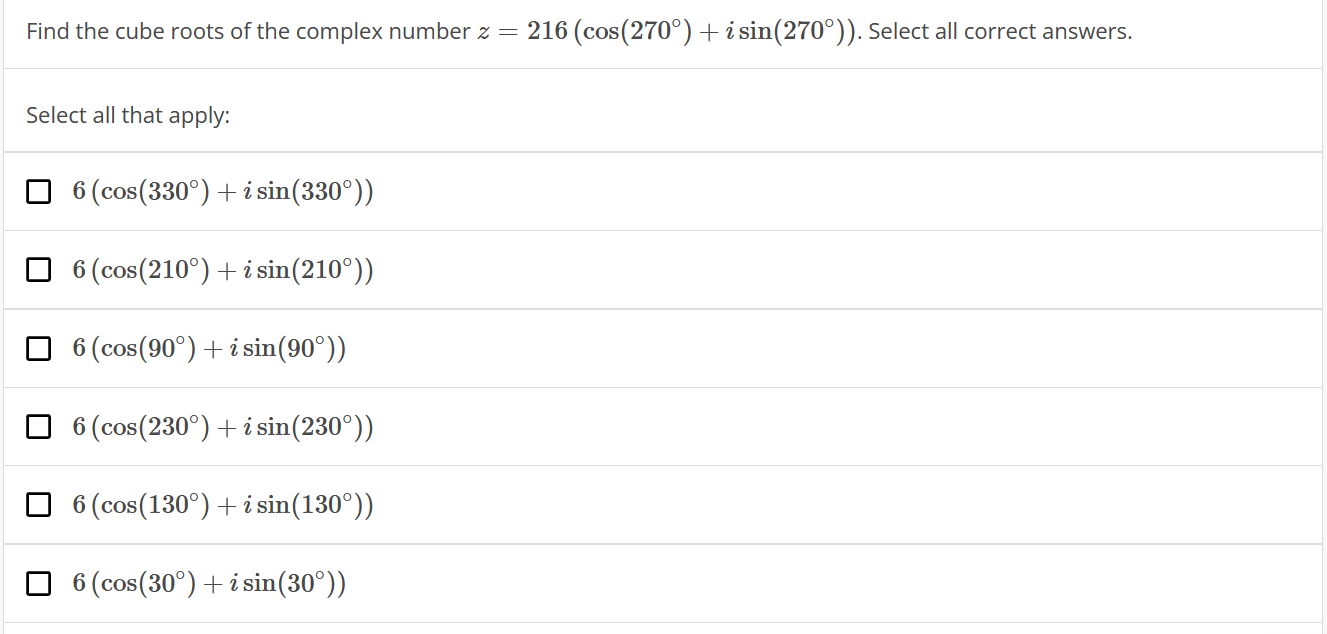 Solved Find the cube roots of the complex number | Chegg.com