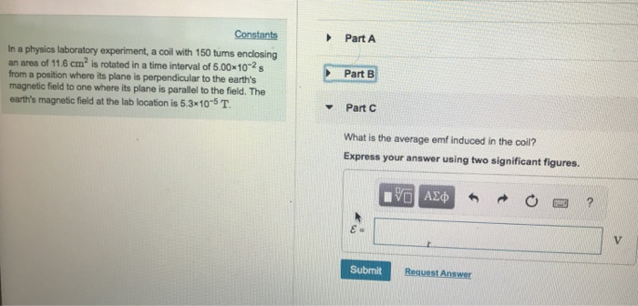 Solved Constants Part A In a physics laboratory experiment, | Chegg.com