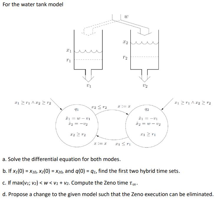 For the water tank model a. Solve the differential | Chegg.com