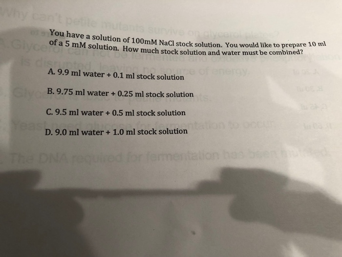 Solved ou have a solution of 100mM NaCl stock solution. You | Chegg.com