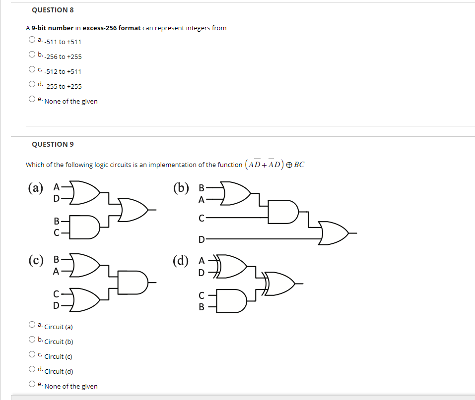 Solved A 9-bit number in excess-256 format can represent | Chegg.com