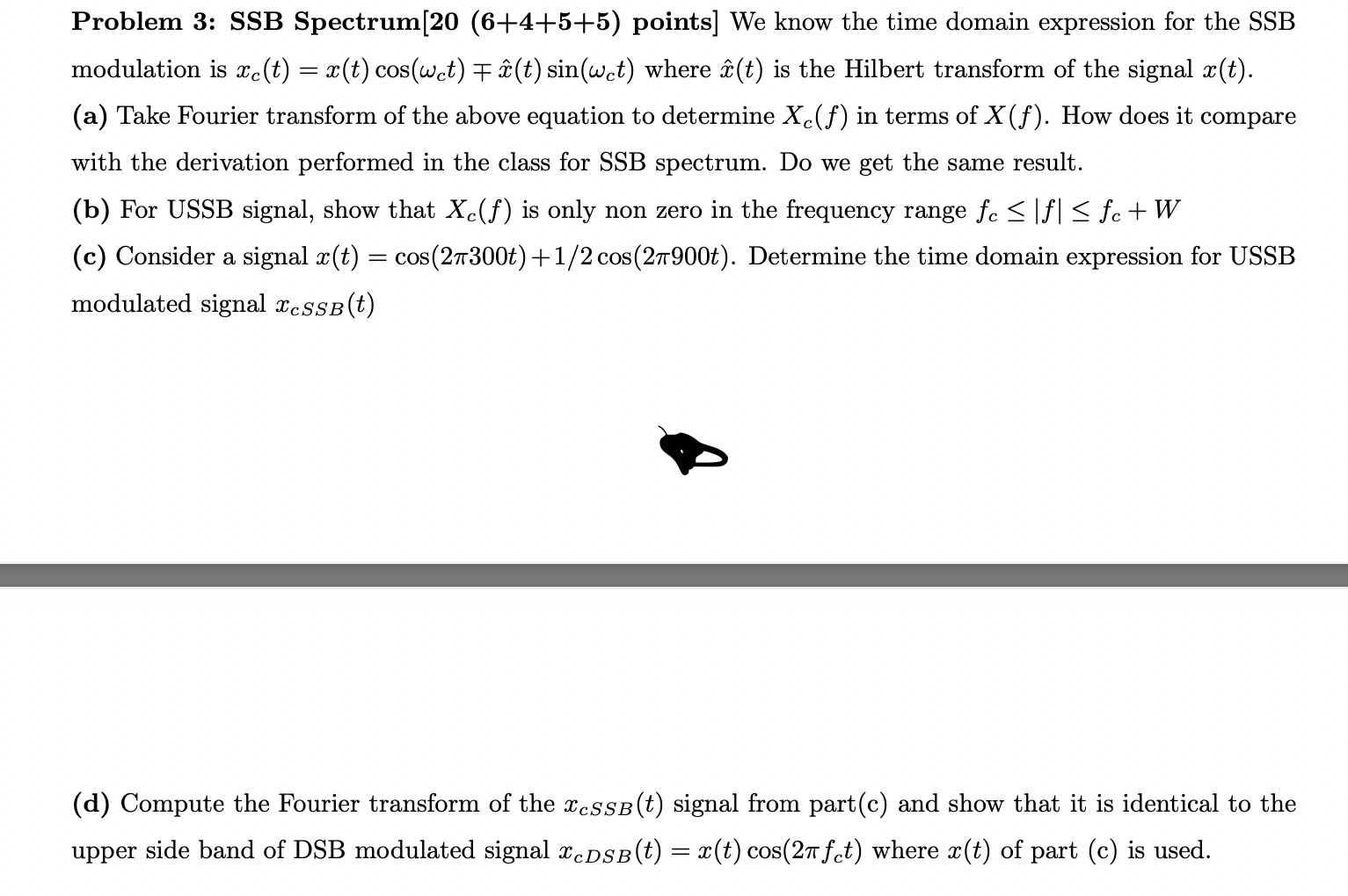 Solved = Problem 3: SSB Spectrum[20 (6+4+5+5) points] We | Chegg.com