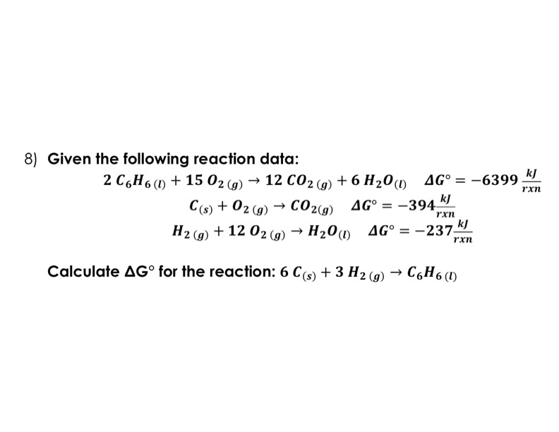 Solved 8) Given the following reaction data: | Chegg.com Solved 8) Given the following reaction data: | Chegg.com