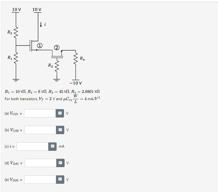 Solved R1=10kΩ,R2=6kΩ,R3=45kΩ,R4=2.6901kΩ For both | Chegg.com