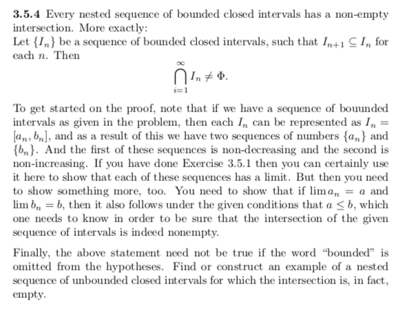 Solved 3.5.4 Every nested sequence of bounded closed | Chegg.com