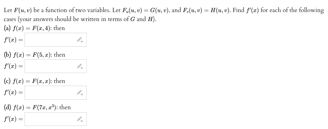 Solved Let F(u, v) be a function of two variables. Let Fu(u, | Chegg.com