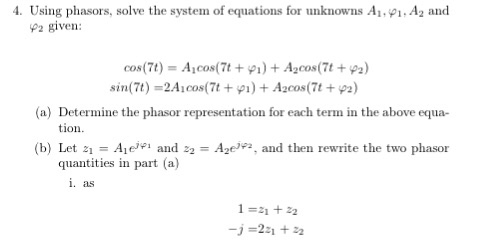 Solved 4. Using phasors, solve the system of equations for | Chegg.com