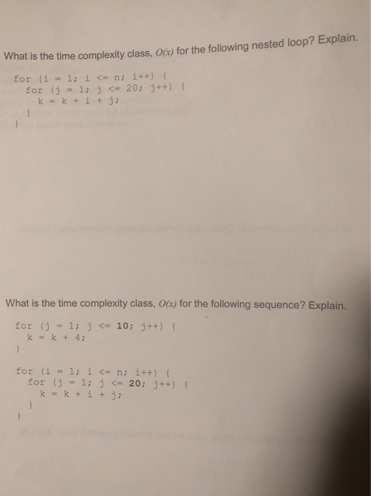 Solved What Is The Time Complexity Class Of For A Simple