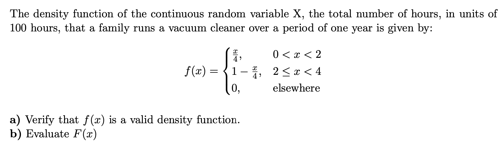 Solved The density function of the continuous random | Chegg.com