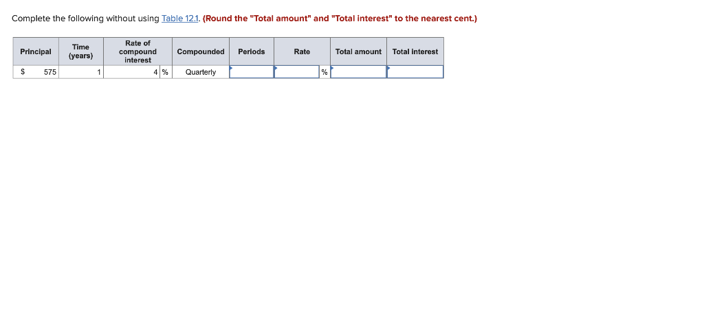 Solved Complete the following without using Table12.1. | Chegg.com