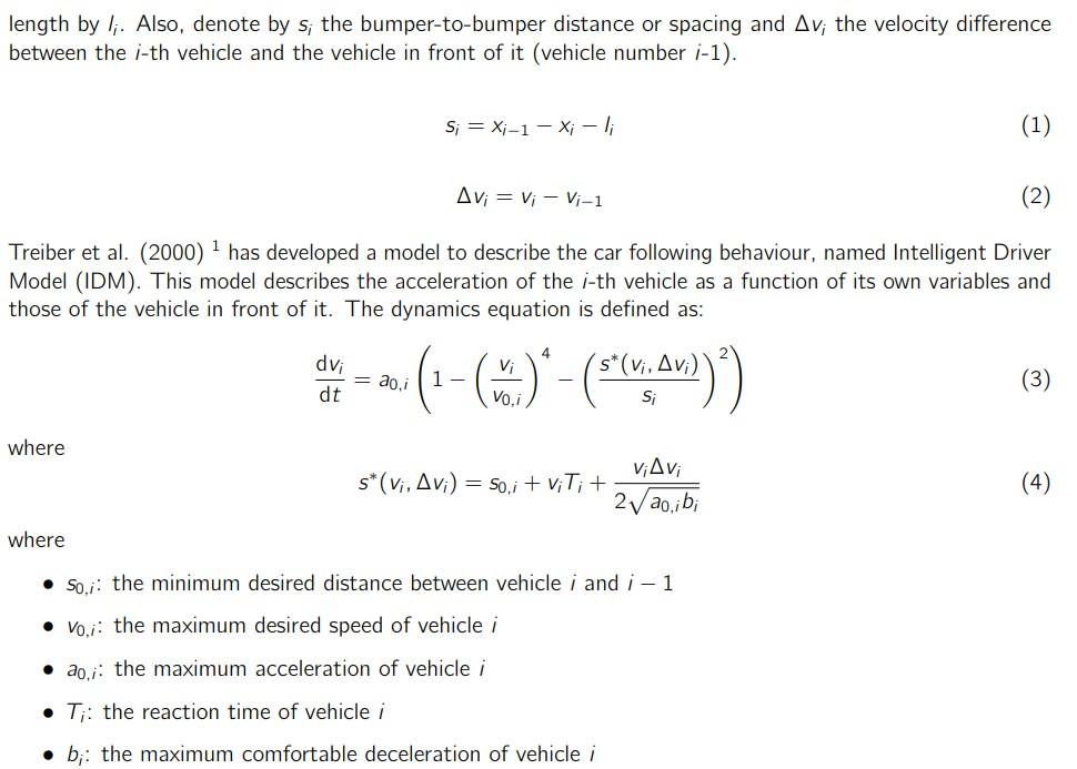 Solved The Problem Figure 1: Sketch of a car-following model | Chegg.com