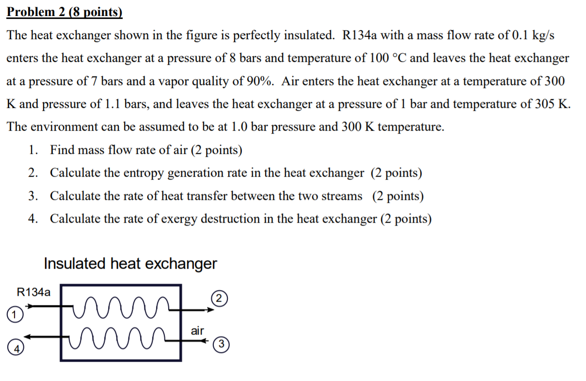 Solved Problem 2 (8 points) The heat exchanger shown in the | Chegg.com