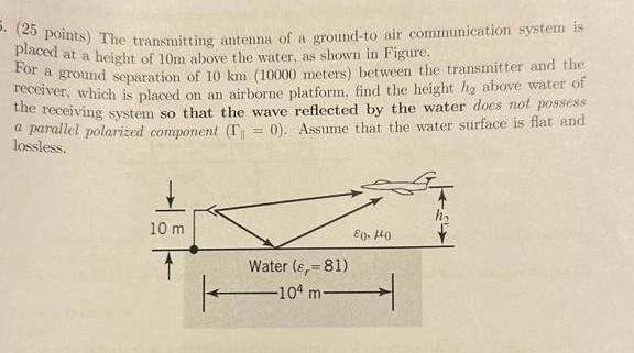 Solved (25 points) The transmitting antenna of a ground-to | Chegg.com