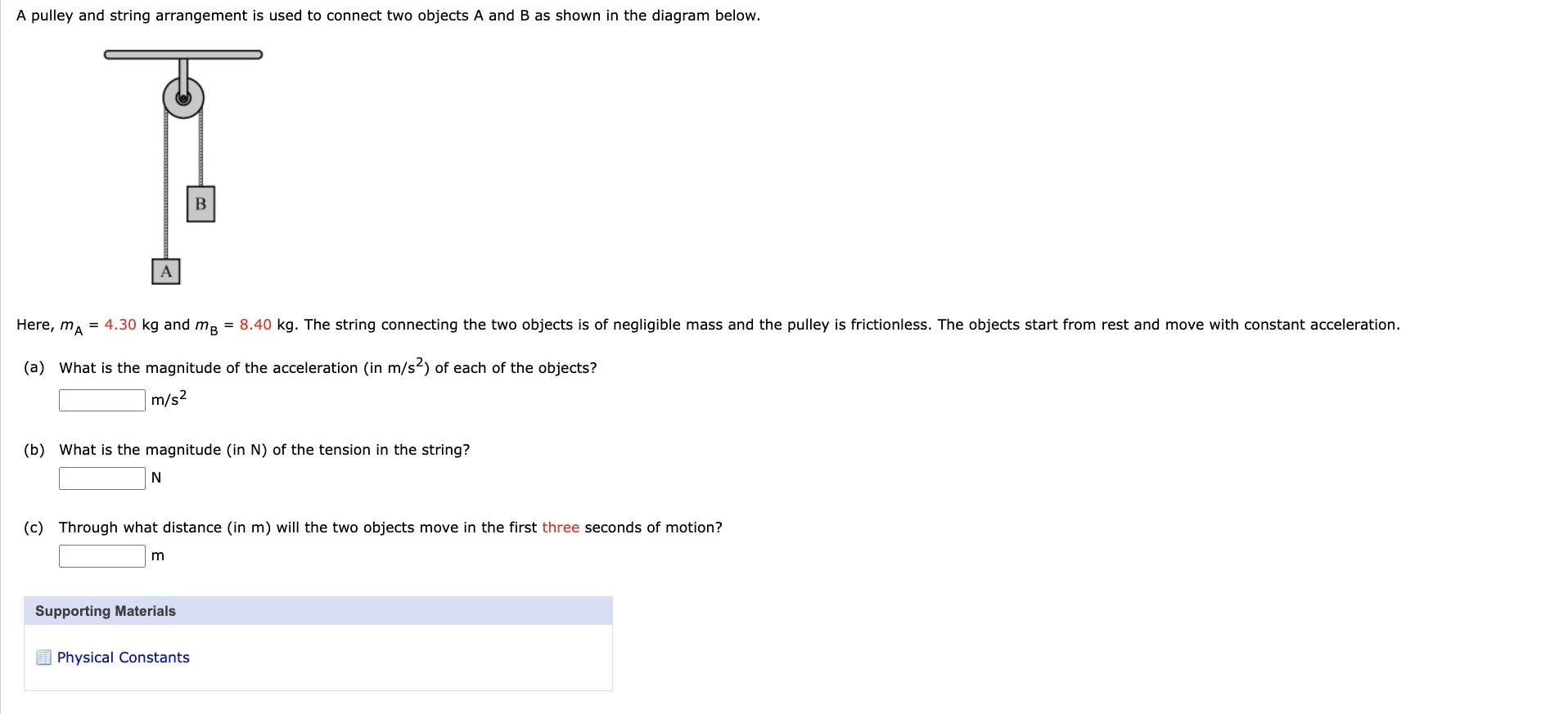 Solved A pulley and string arrangement is used to connect | Chegg.com