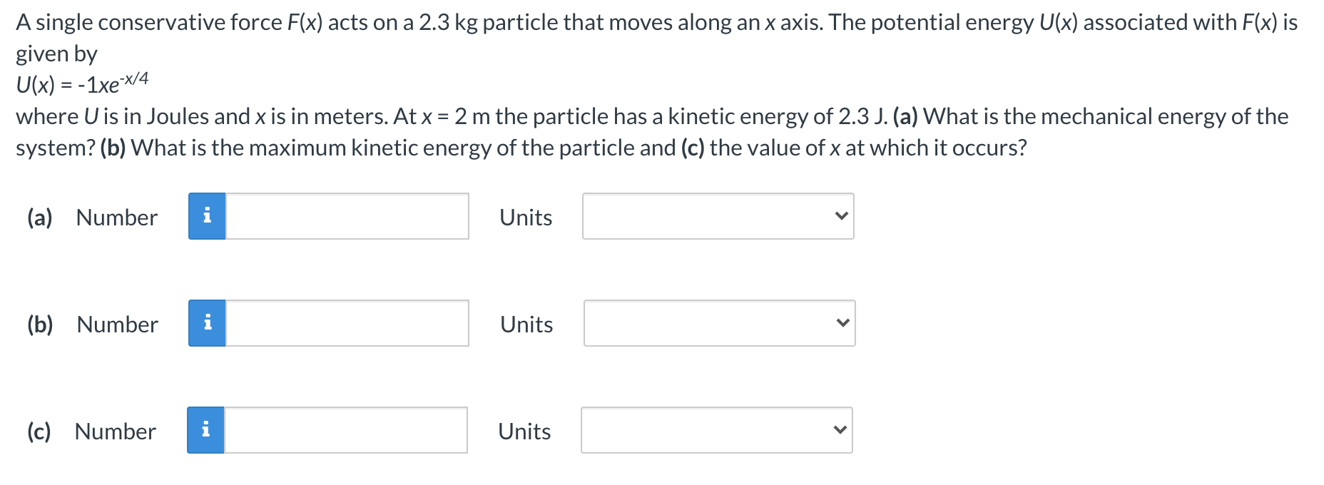 Solved A single conservative force F(x) acts on a 2.3 kg | Chegg.com