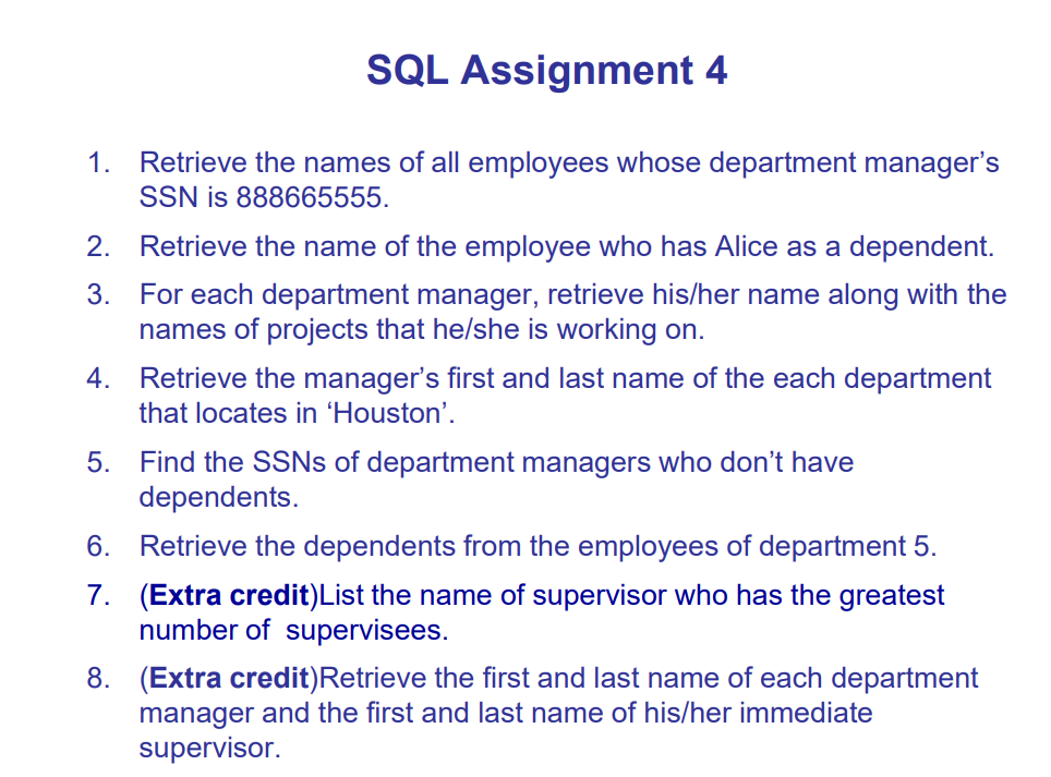 1. Retrieve the names of all employees whose | Chegg.com