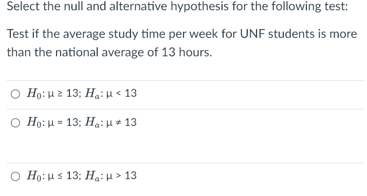 Solved Select the null and alternative hypothesis for the | Chegg.com