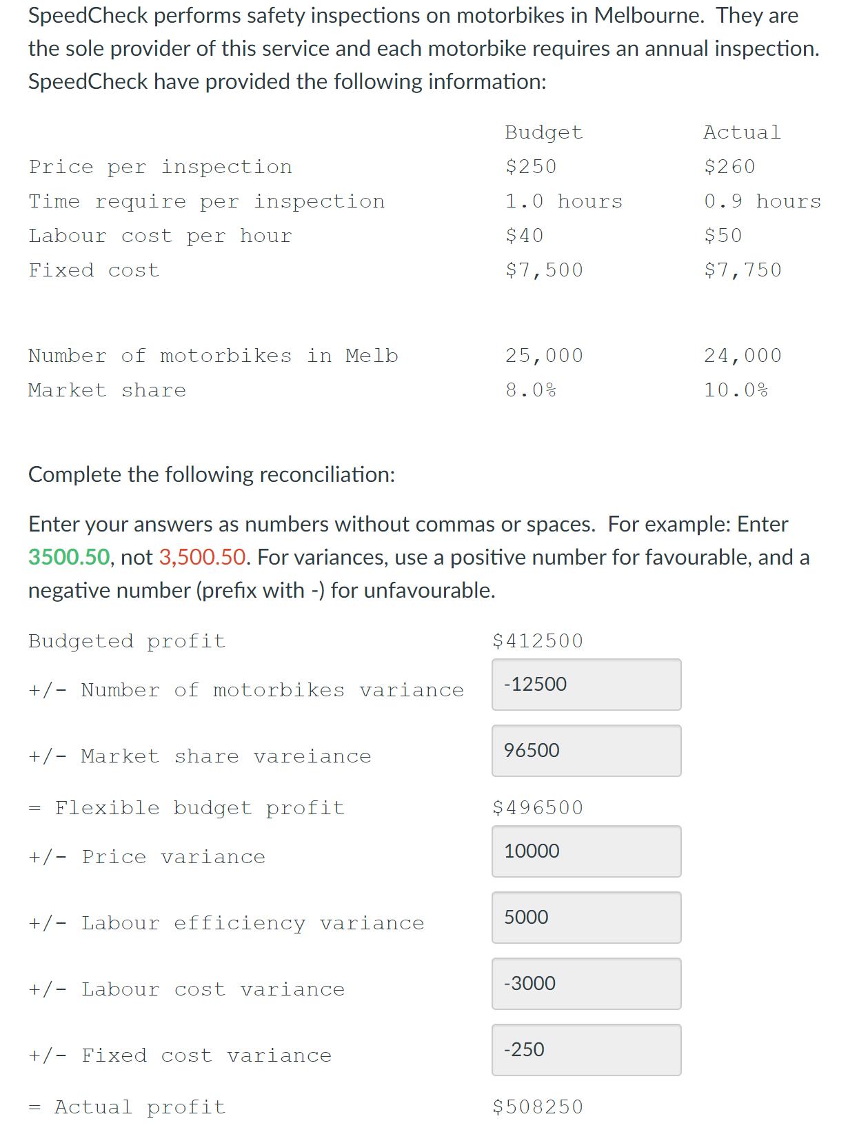 Solved SpeedCheck performs safety inspections on motorbikes | Chegg.com