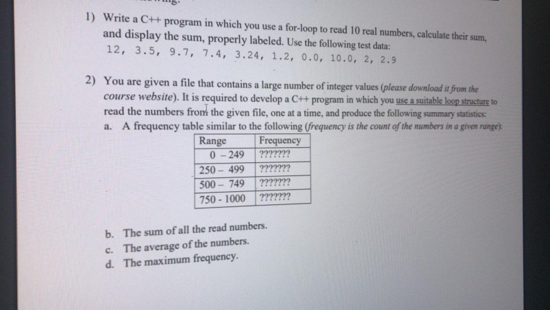 Solved 1) Write a C++ program in which you use a for-loop to | Chegg.com