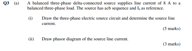 Solved A balanced three-phase delta-connected source | Chegg.com
