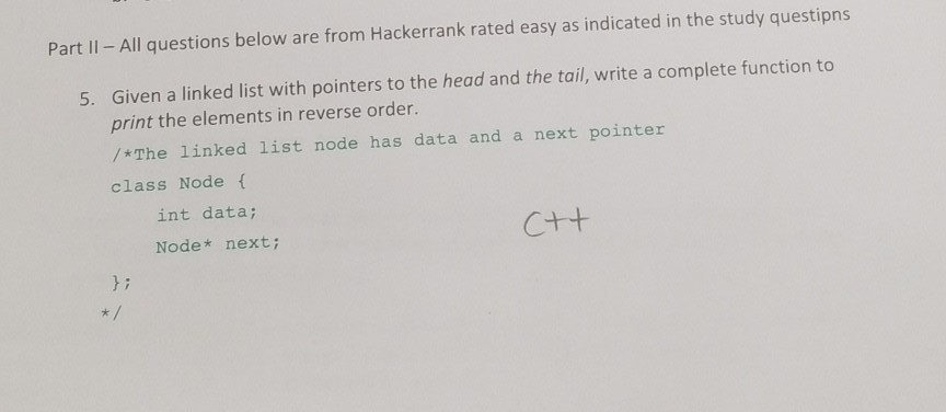 Solved Part II - All questions below are from Hackerrank | Chegg.com
