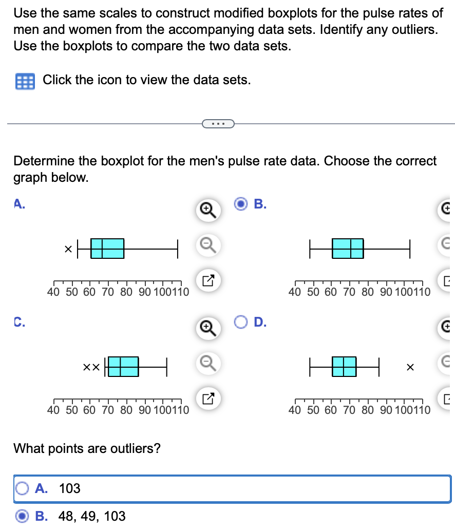 Solved Use the same scales to construct modified boxplots | Chegg.com