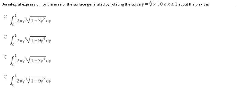 Solved An integral expression for the area of the surface | Chegg.com