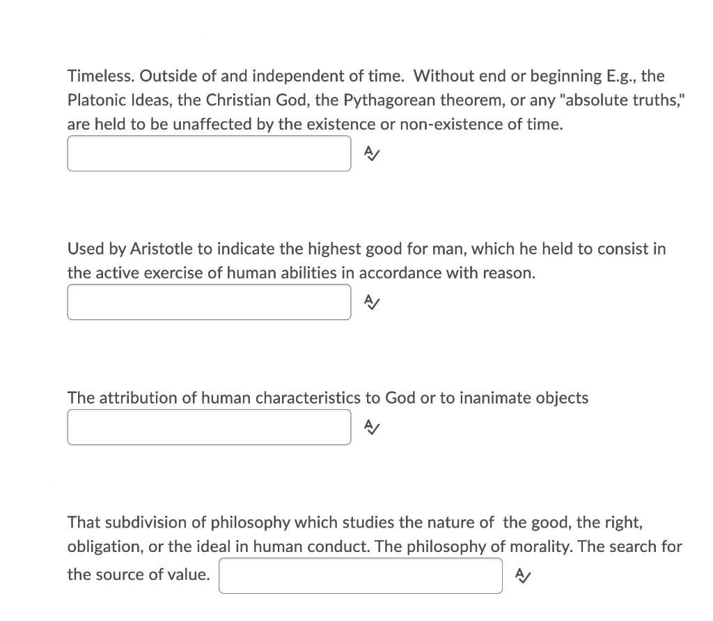 Solved Timeless. Outside of and independent of time. Without | Chegg.com