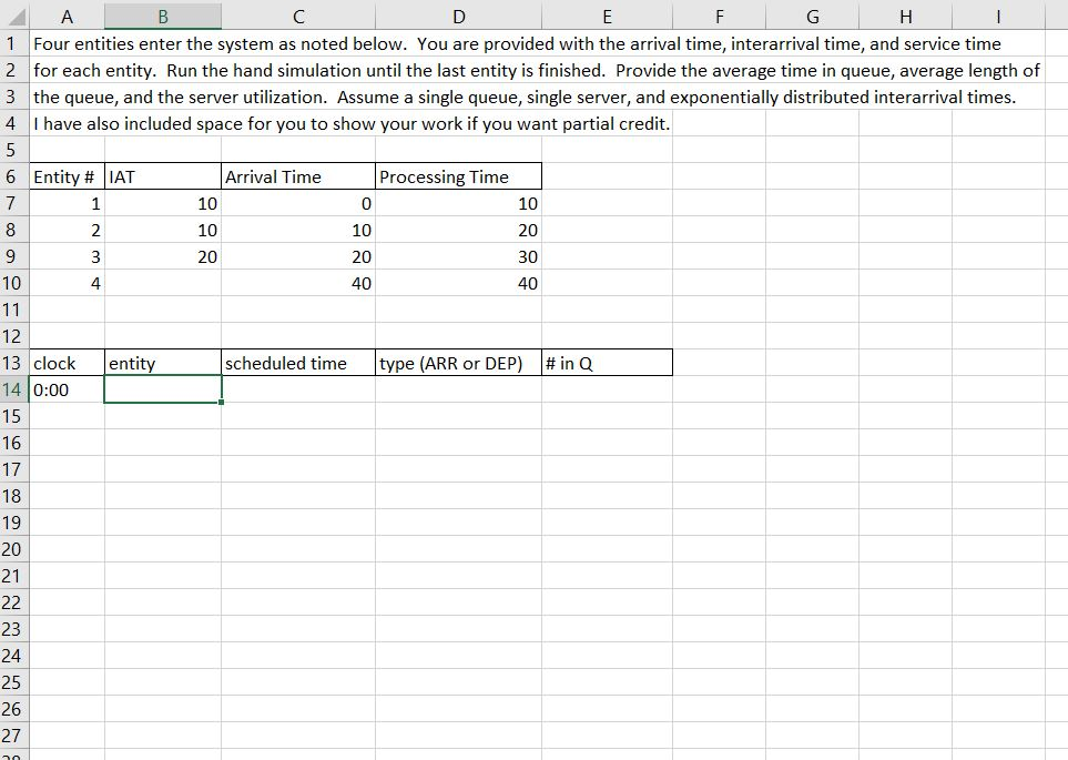 Solved Run the Hand Simulation. Find Average Time in Q, | Chegg.com