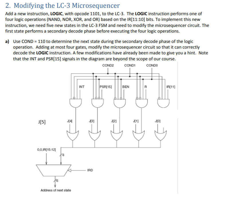 2. Modifying the LC-3 Microsequencer Add a new | Chegg.com