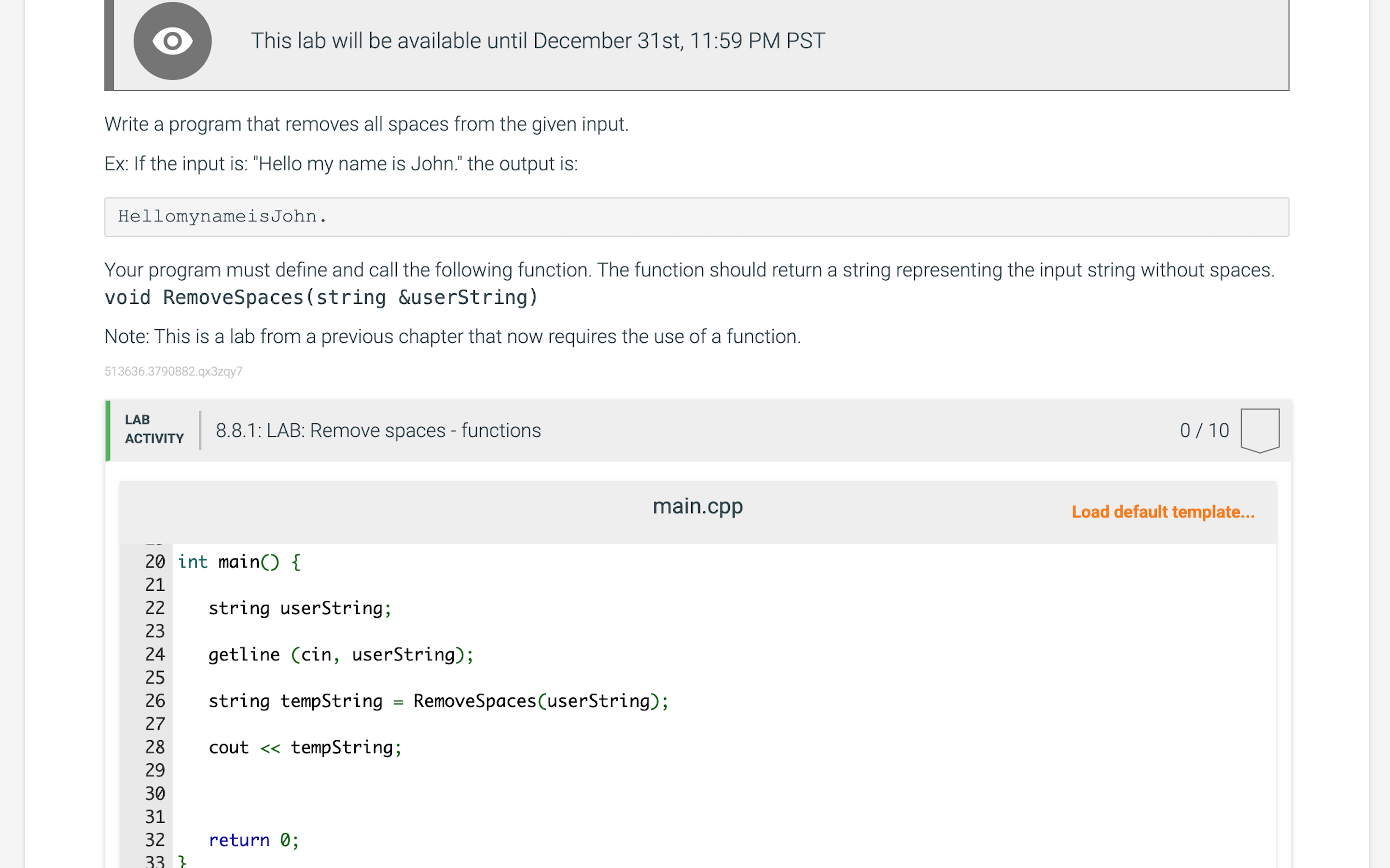 Solved O This lab will be available until December | Chegg.com
