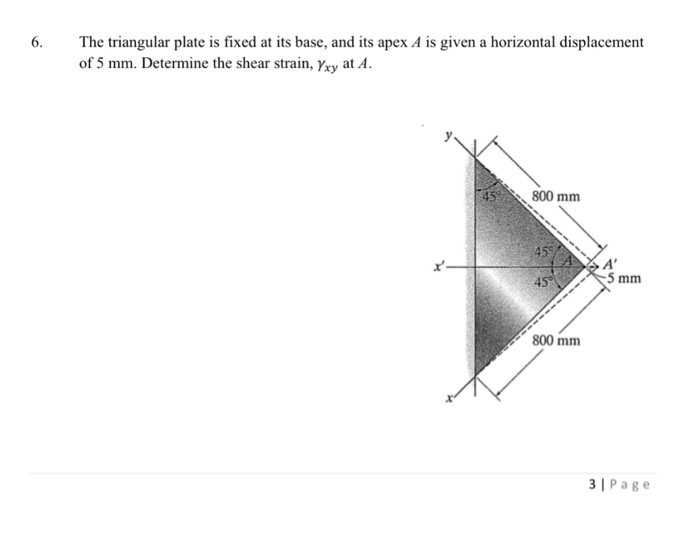 Solved 6. The triangular plate is fixed at its base, and its | Chegg.com