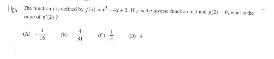 Solved The function f is defined by fx) 3+4x 2. If g is the | Chegg.com