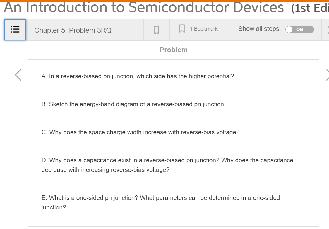 Solved An Introduction to Semiconductor Devices |(1st Edi | Chegg.com